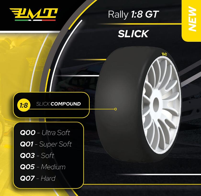 PMT SLICK Q05 Medium 1/8 GT Tyres / 1 pair